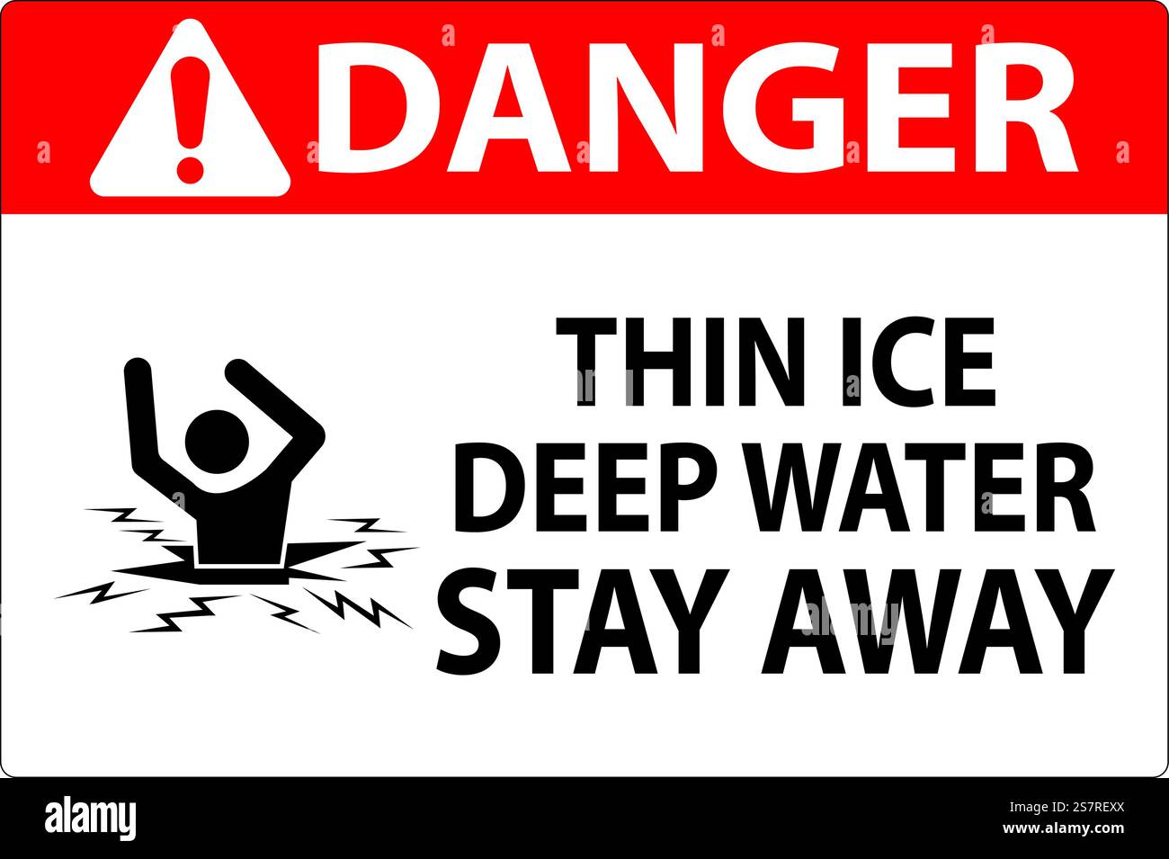 Danger Sign Thin Ice Deep Water, Stay Away Stock Vector Image & Art - Alamy