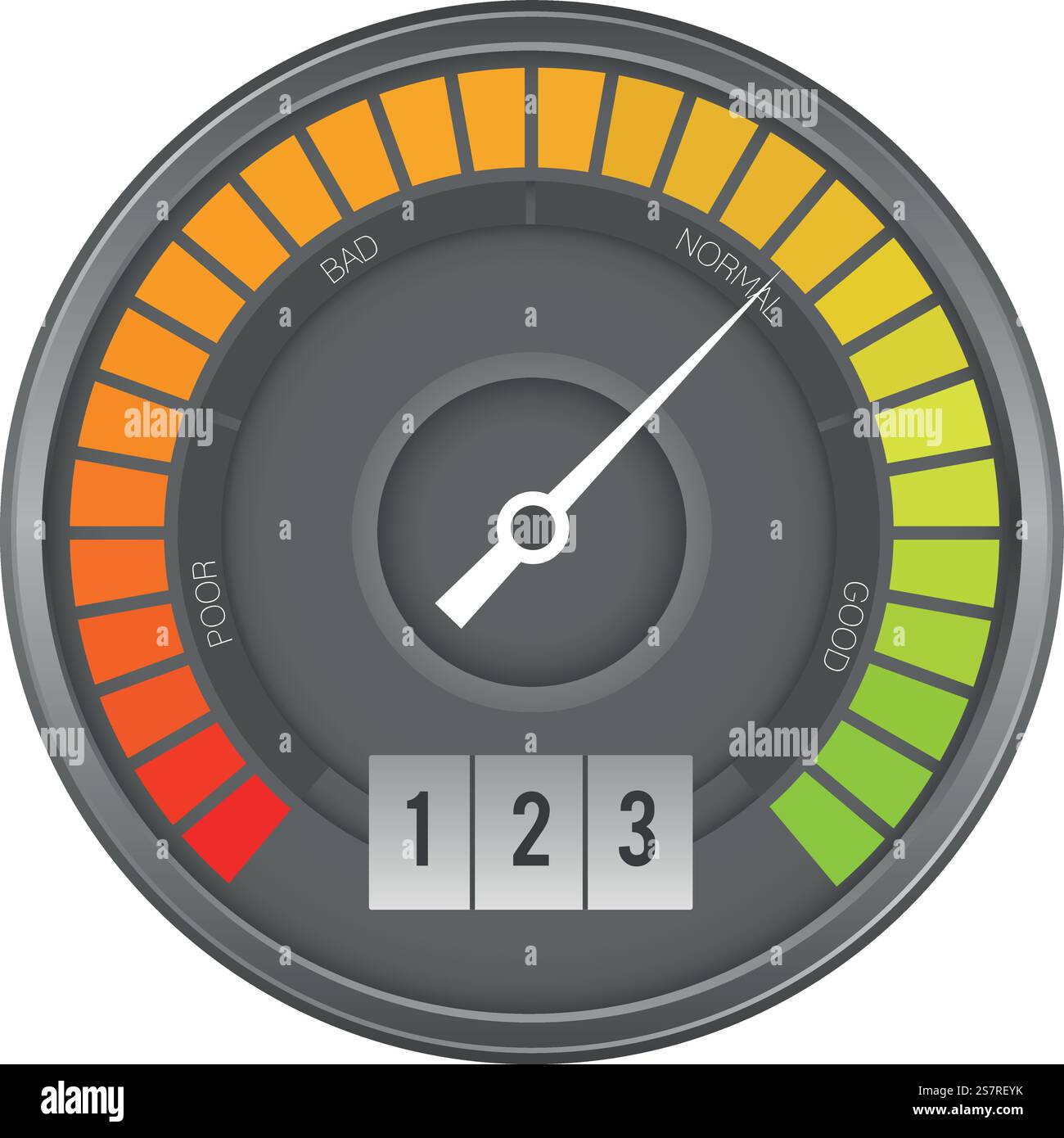 Auto speedometer. Color score meter. Circle gauge isolated on white ...