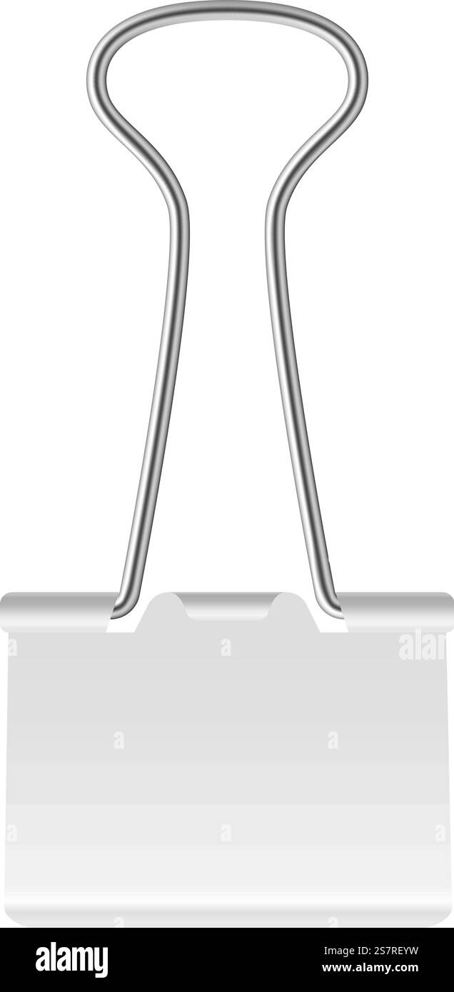 White paper clip. Metallic realistic binder tool isolated on white ...