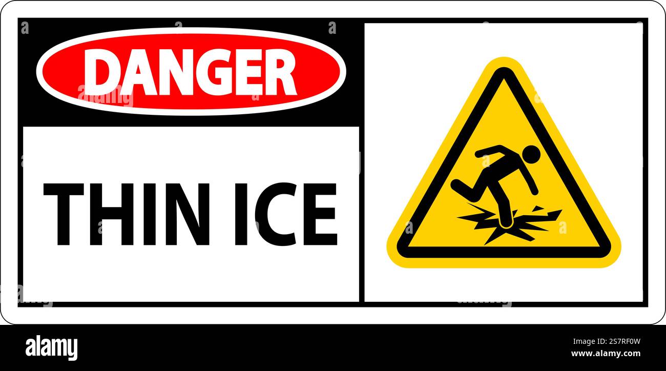 Water Safety Sign Danger - Thin Ice Stock Vector Image & Art - Alamy