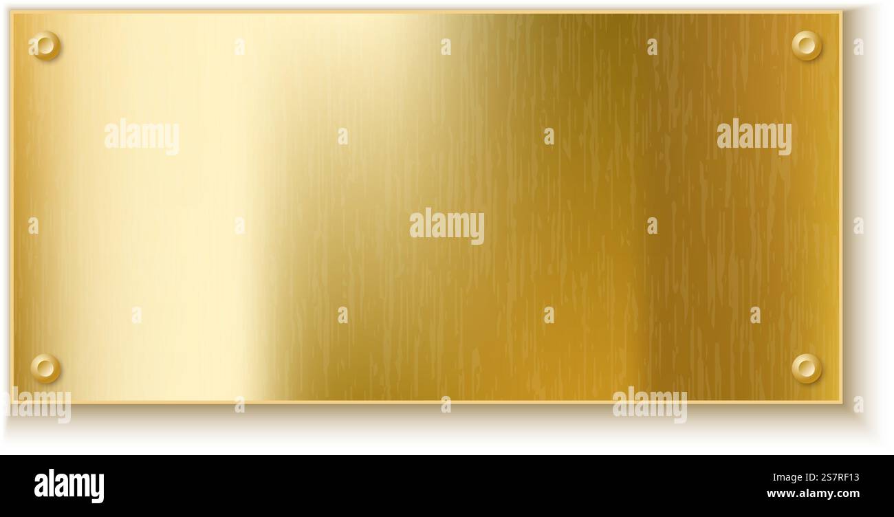 Golden wall panel. Realistic shiny name plate isolated on white ...