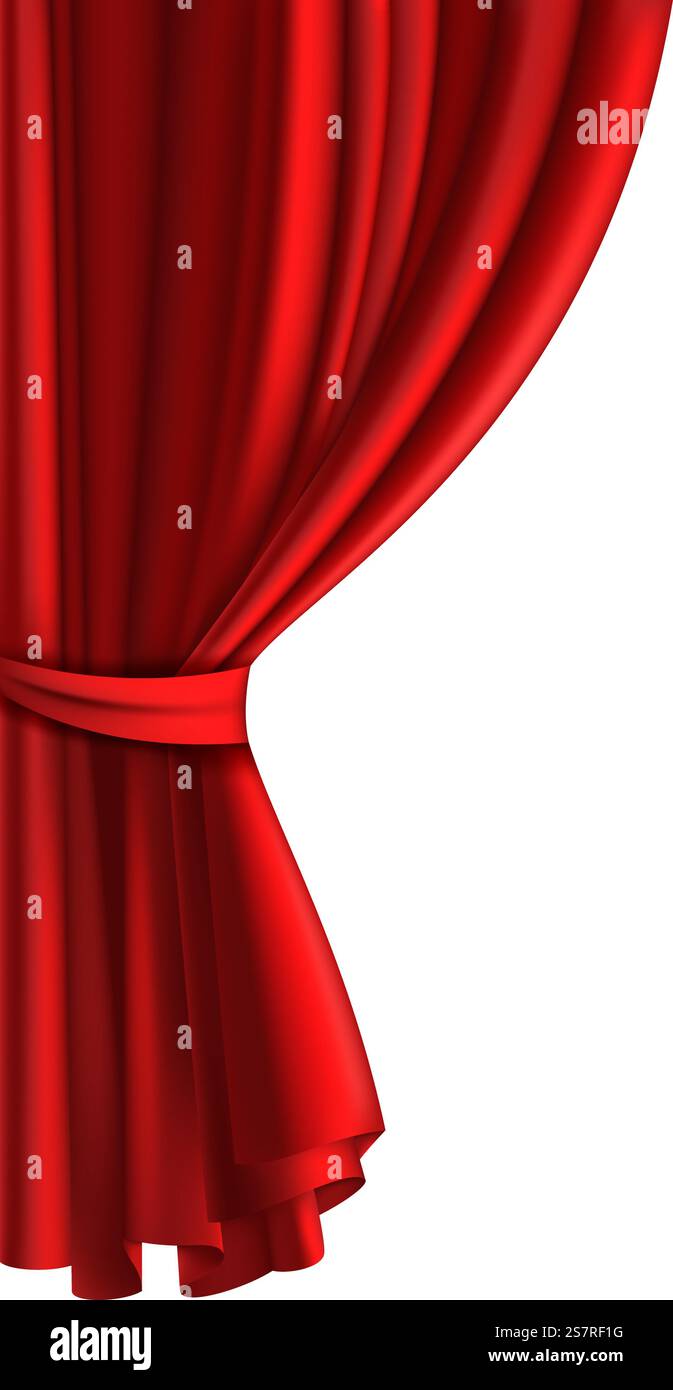 Red theater drape. Realistic velevet scene curtains isolated on white ...