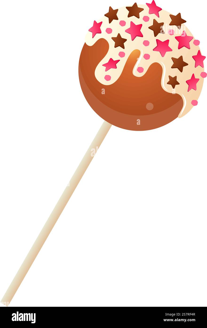 Cartoon caramel ball with sprinkles. Sweet hard candy stick isolated on ...