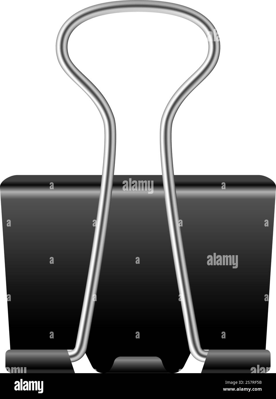 Black binder clip. Office paper realistic tool isolated on white ...