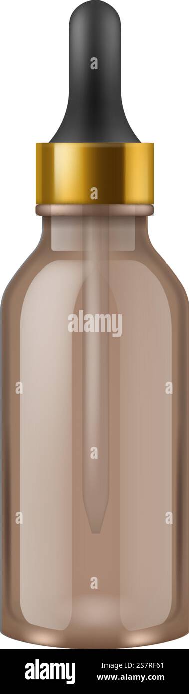 Essence bottle with dropper. Realistic glass container mockup isolated ...