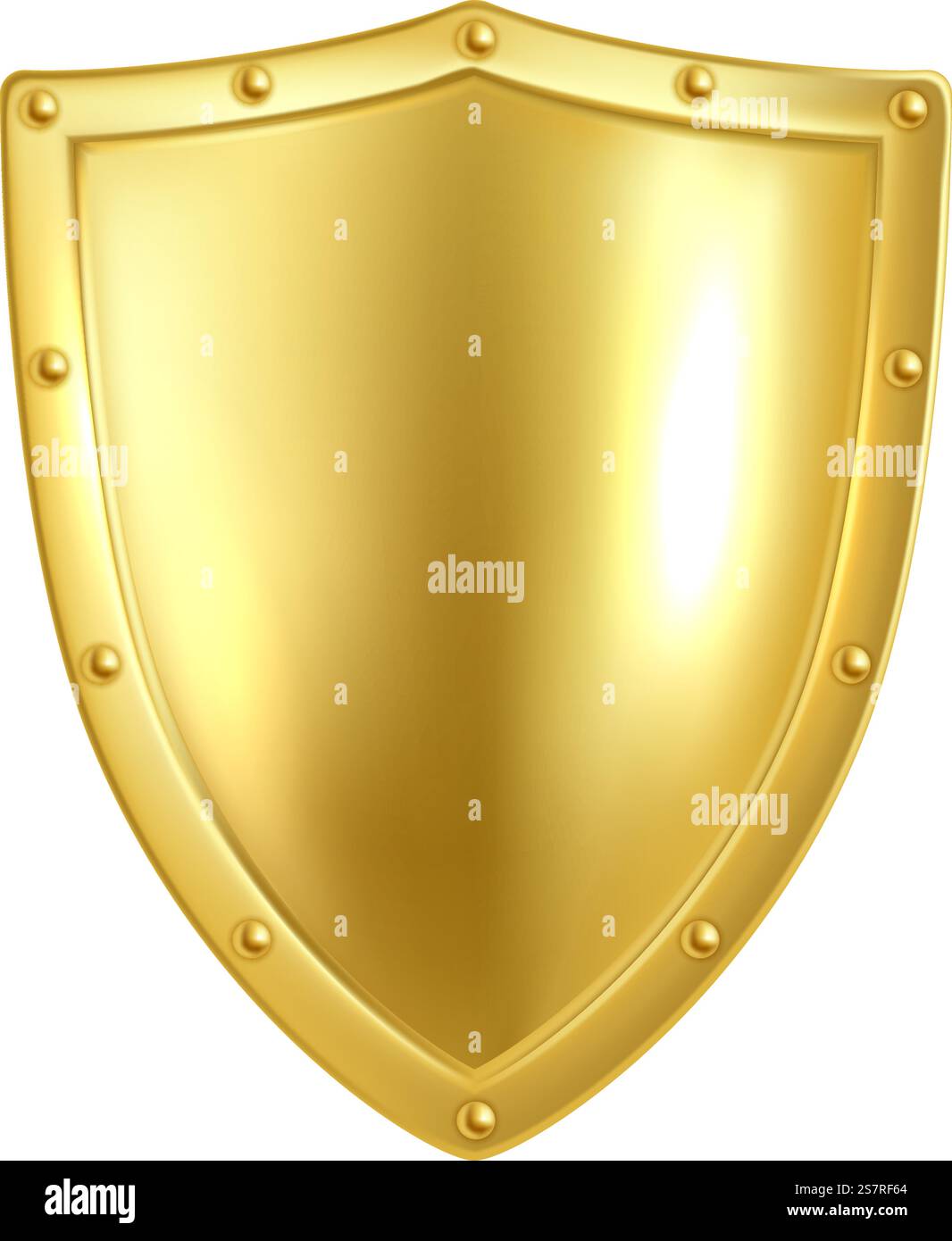 Golden shield. Realistic heraldic symbol. Metallic monarch award ...