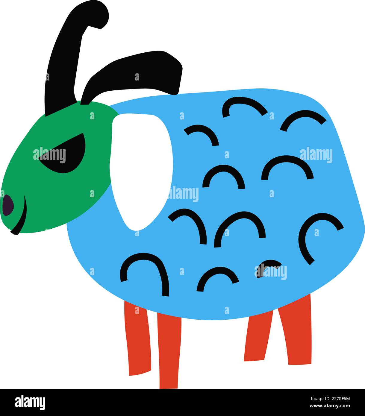 paper craft of sheep, drawing of farm animal with horns and wool ...