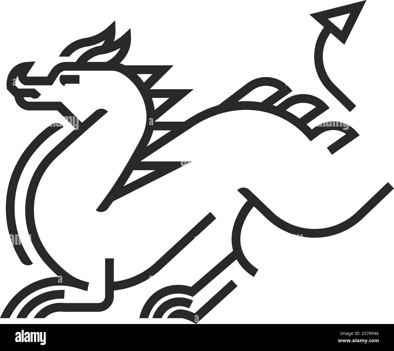 Dragon mythical flying serpent Black and White Stock Photos & Images ...