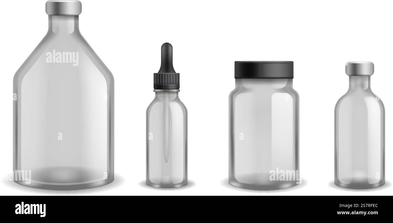 Bottles glass medical. Realistic blank aromatherapy oil cosmetic ...