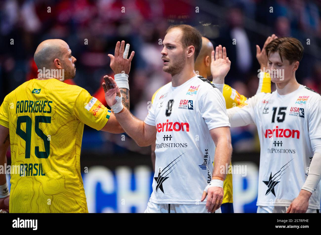 Oslo, Norway. 19th Jan, 2025. Paul Skorupa (8) of USA seen after the 2025 IHF Men's Handball ...