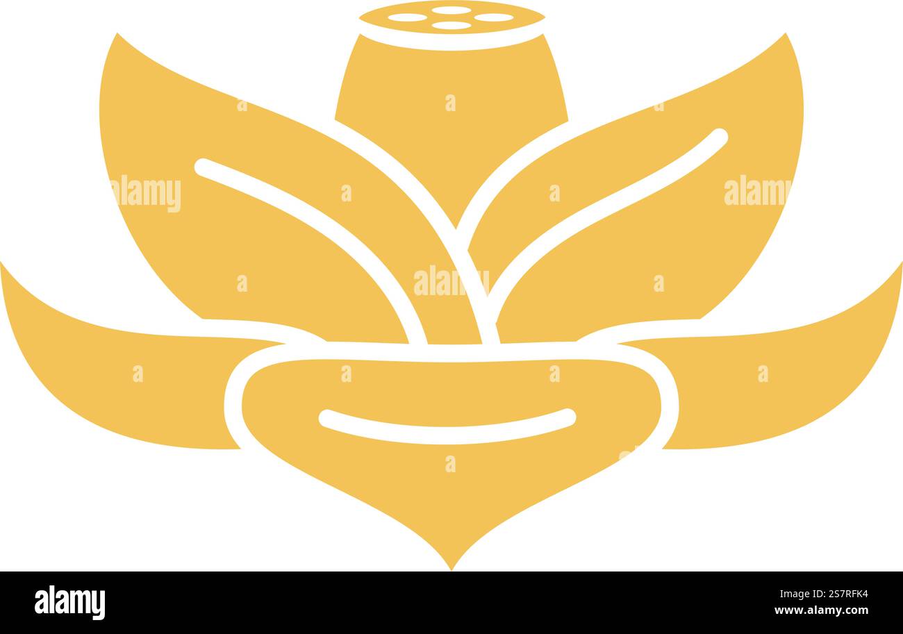 Golden flower element. Chinese lotus in oriental style isolated on ...