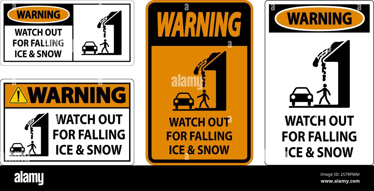 Warning Sign Watch Out For Falling Ice And Snow Stock Vector Image ...