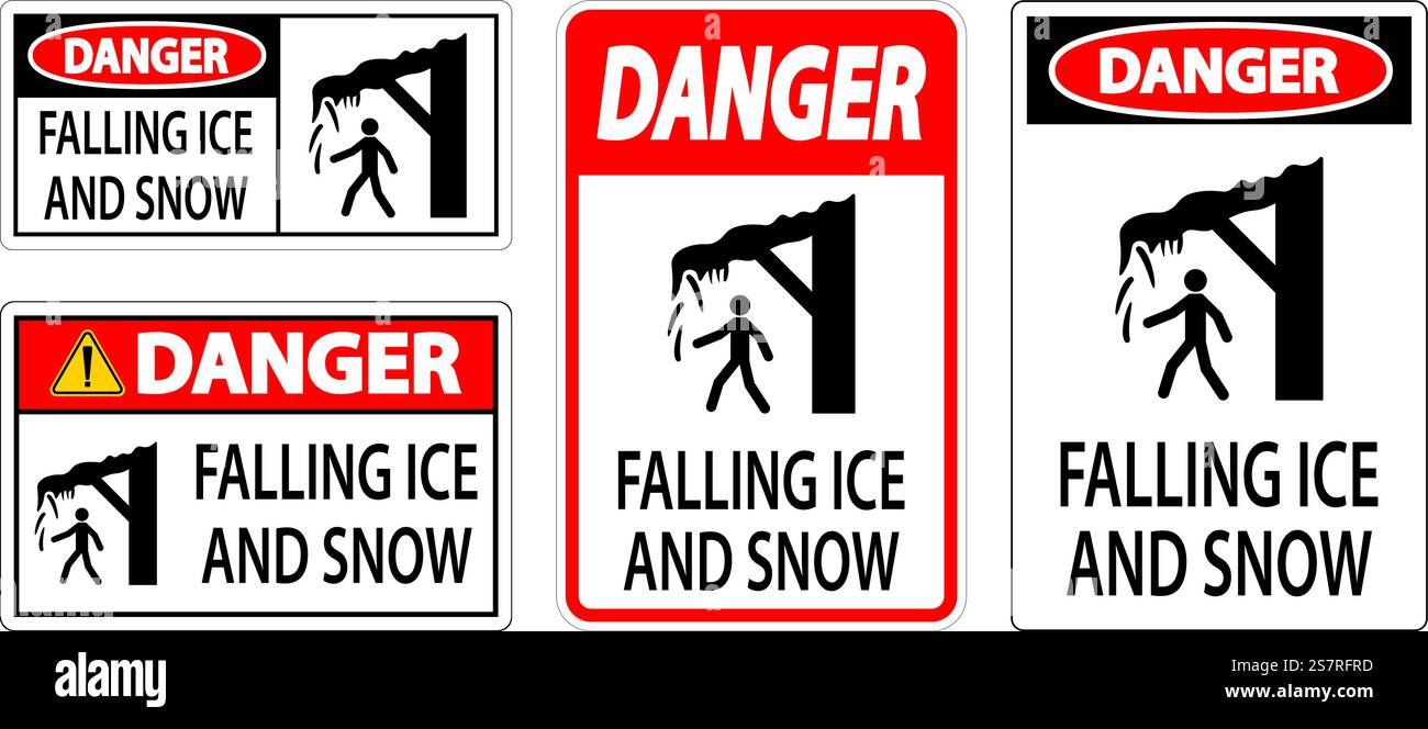 Ice and Snow Warning Sign Caution - Falling Ice And Snow Sign Stock ...