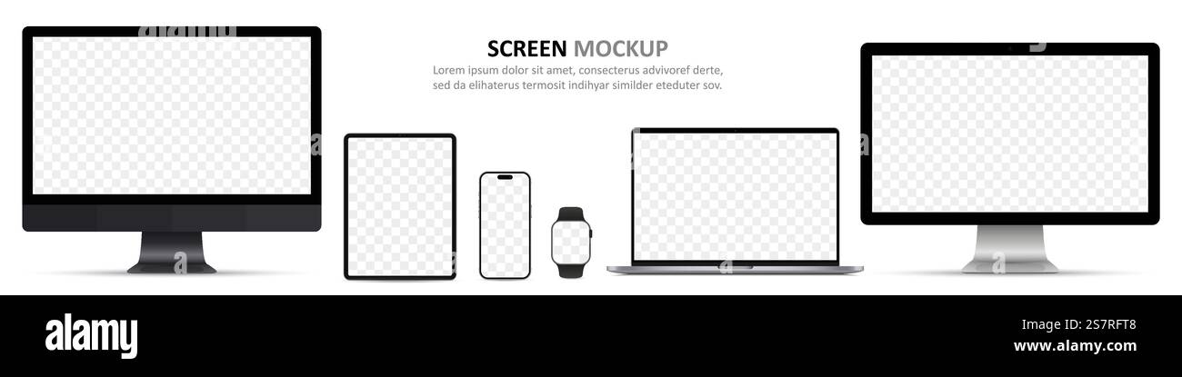 Realistic devices with blank screen template. Gadget electronics with ...