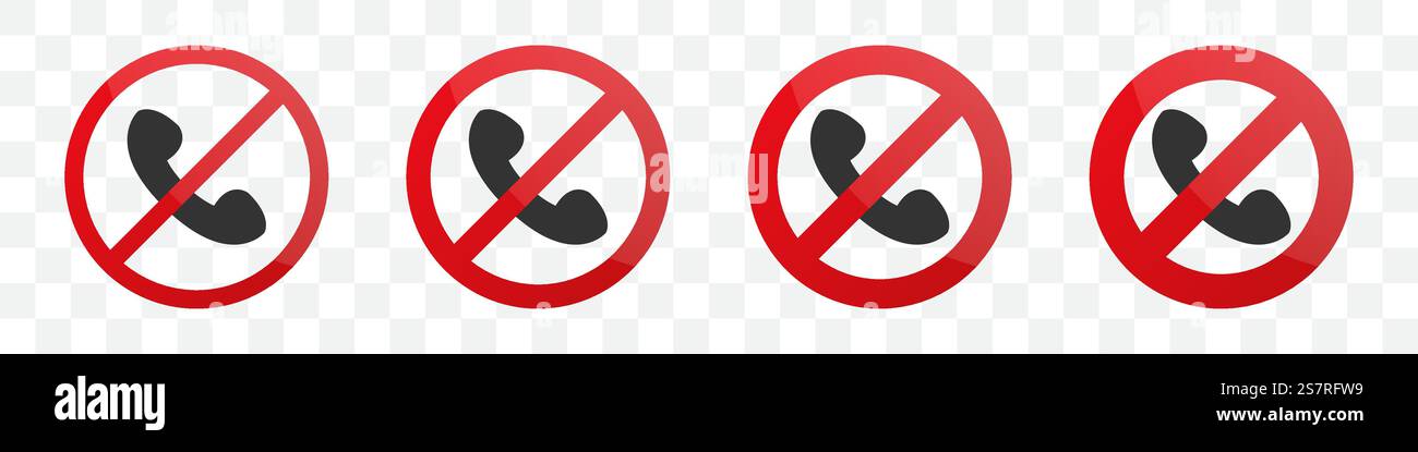 Prohibition sign no call phone collection. Vector illustration Stock ...