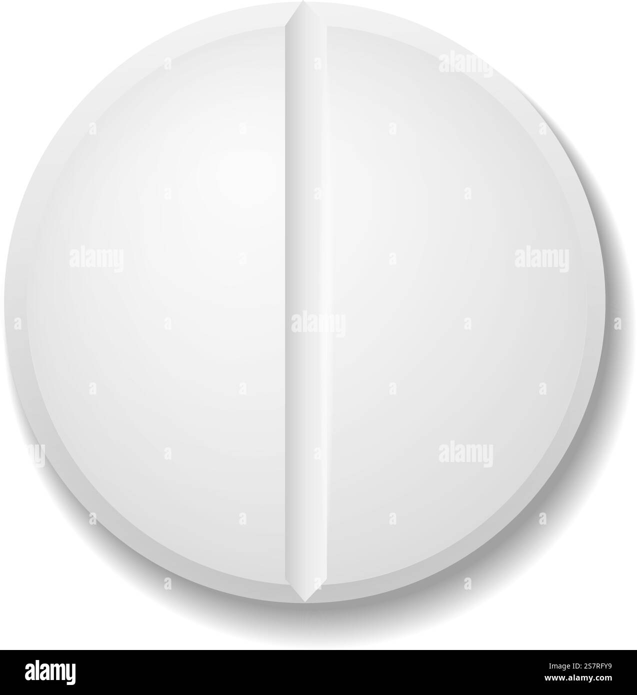 Round aspirin tablet. White blank drug mockup isolated on white ...