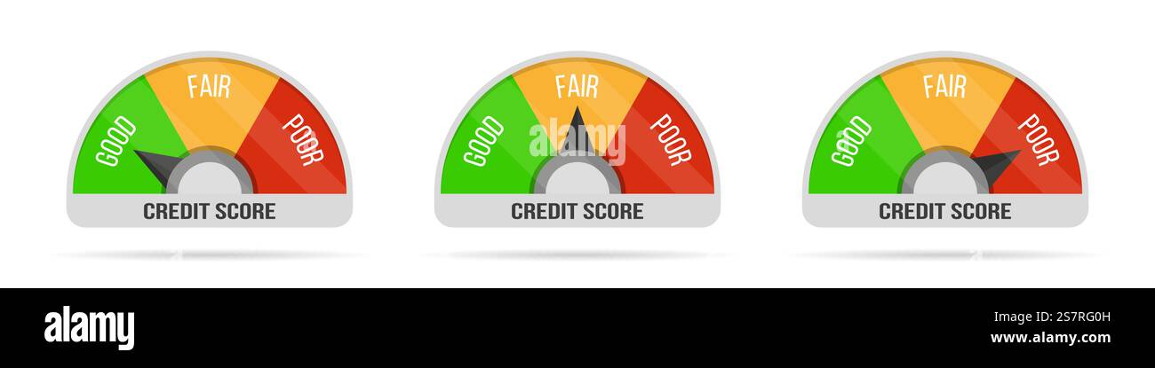Credit score indicator collection. Set of gauge meter for credit score ...