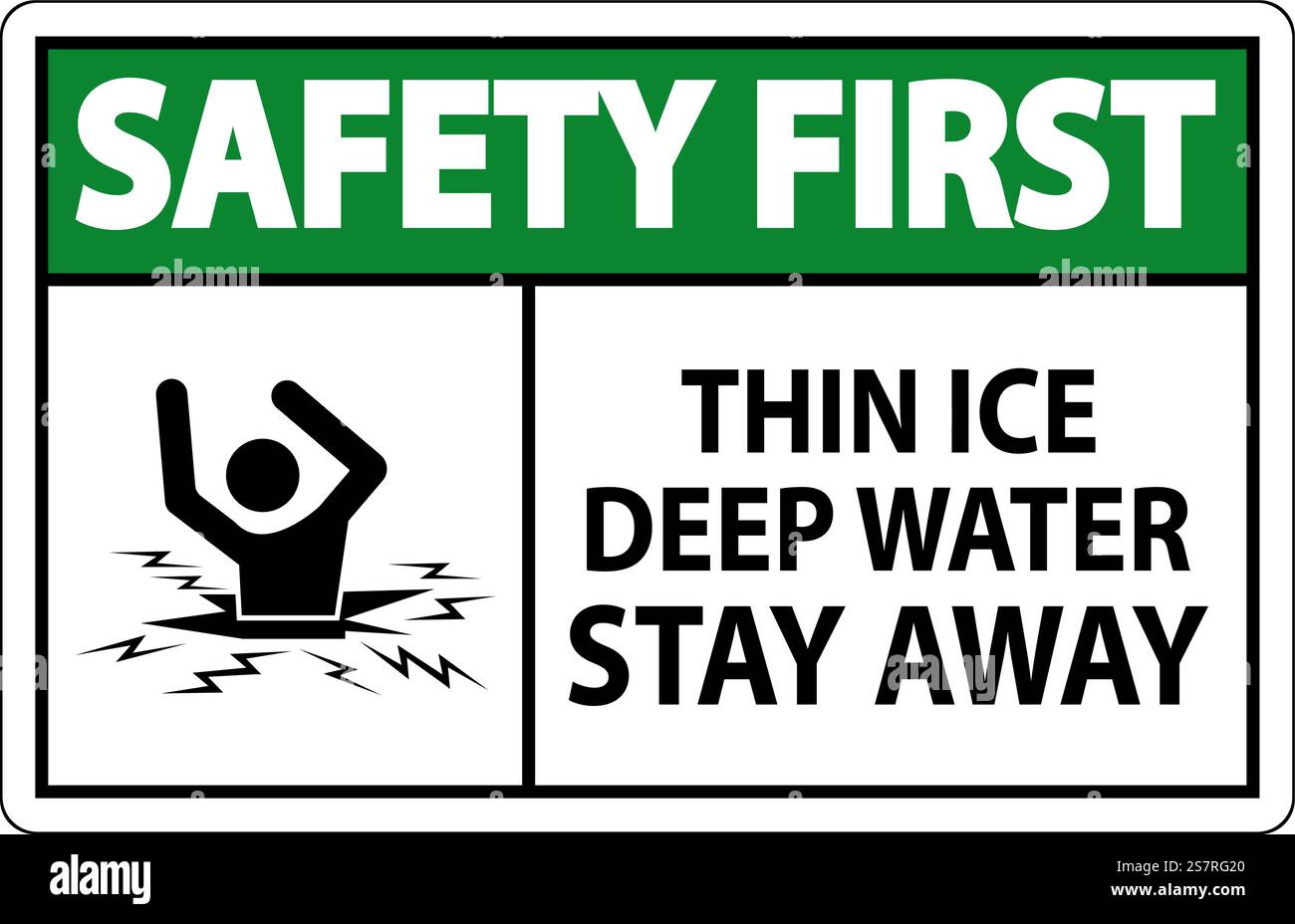 Safety First Sign Thin Ice Deep Water, Stay Away Stock Vector Image ...