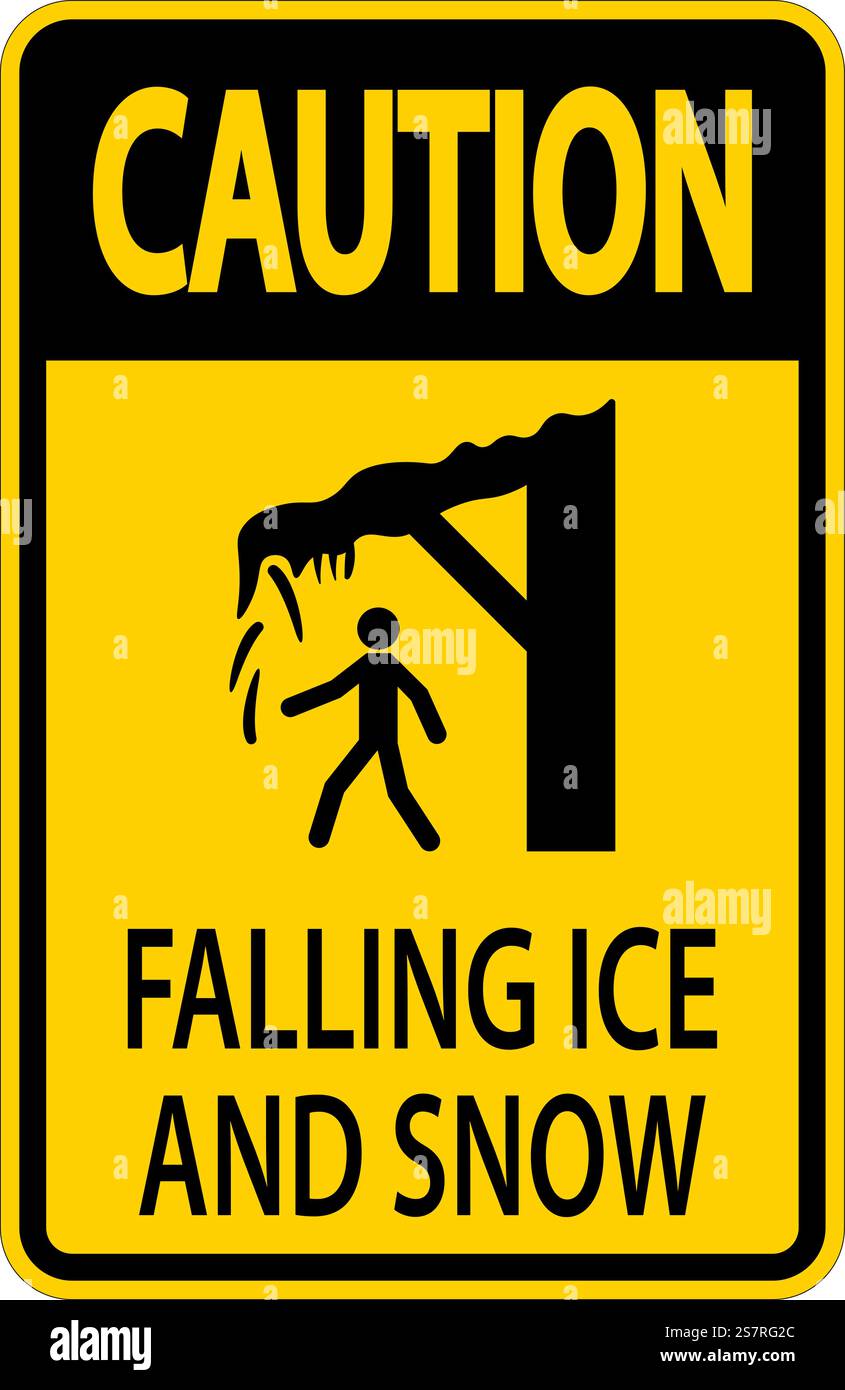 Ice and Snow Warning Sign Caution - Falling Ice And Snow Sign Stock ...
