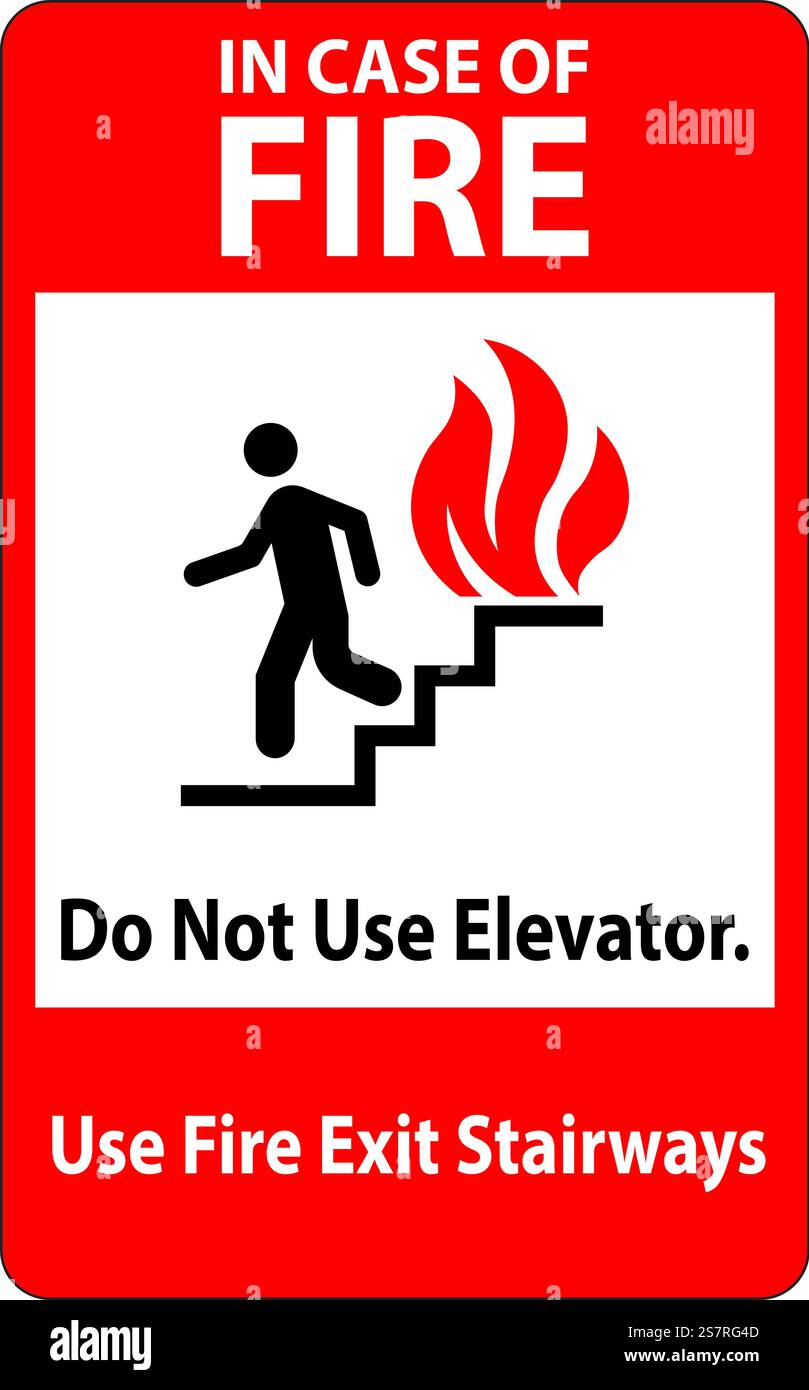 In Case Of Fire Sign Do Not Use Elevators, Use Fire Exit Stairways ...