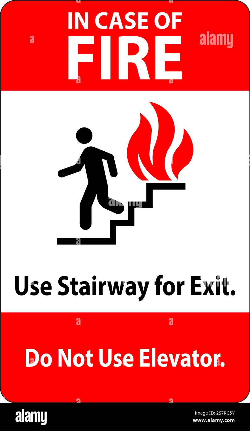 In Case Of Fire Sign In Case of Fire, Use Stairway For Exit, Do Not Use ...