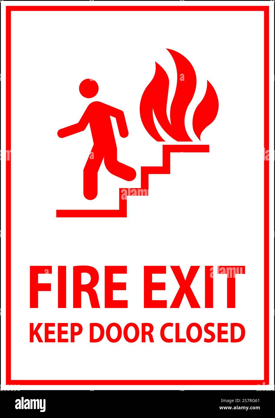 Warning Sign Fire Exit Keep Door Closed Stock Vector Image & Art - Alamy