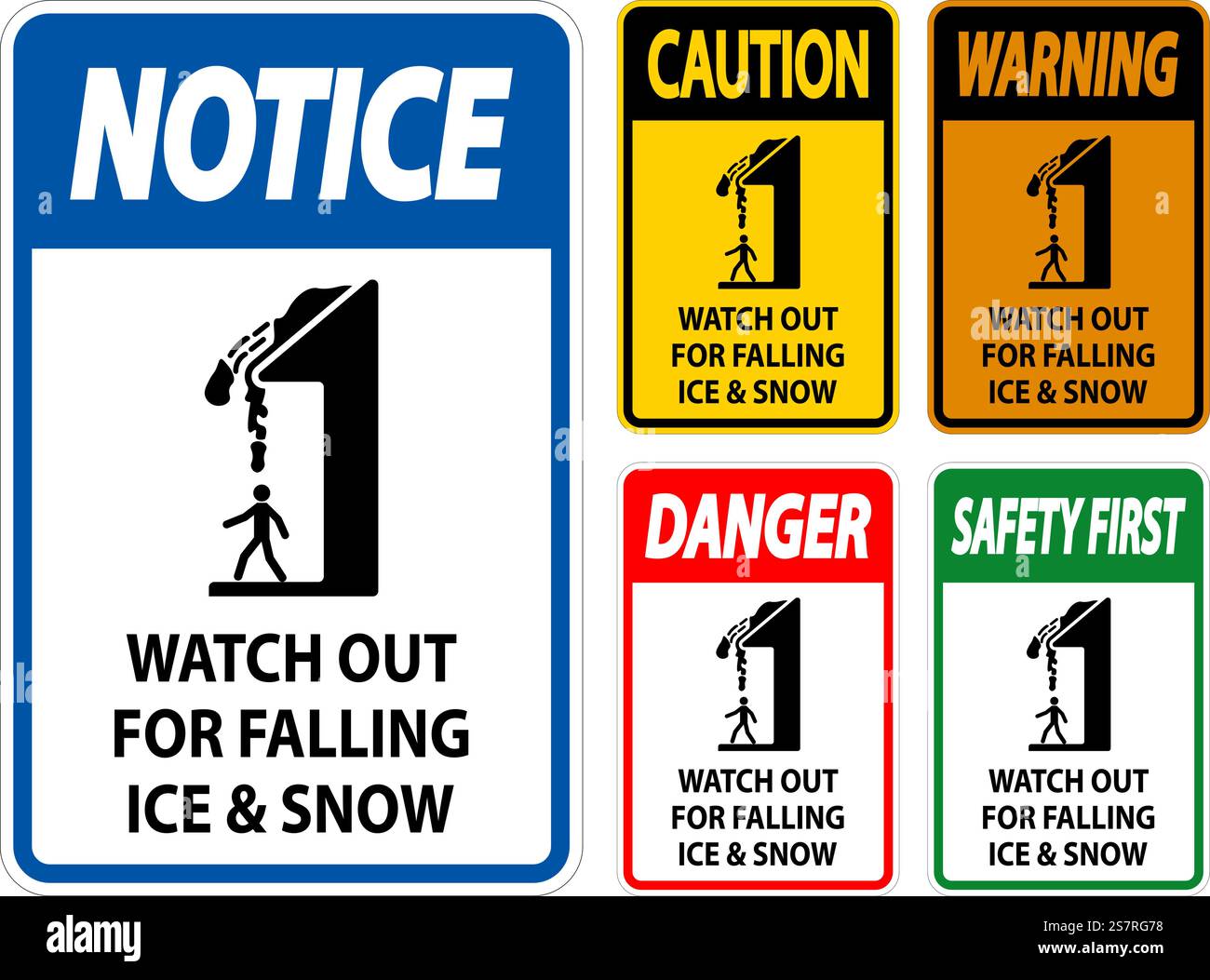 Caution Sign Watch Out For Falling Ice And Snow Stock Vector Image ...