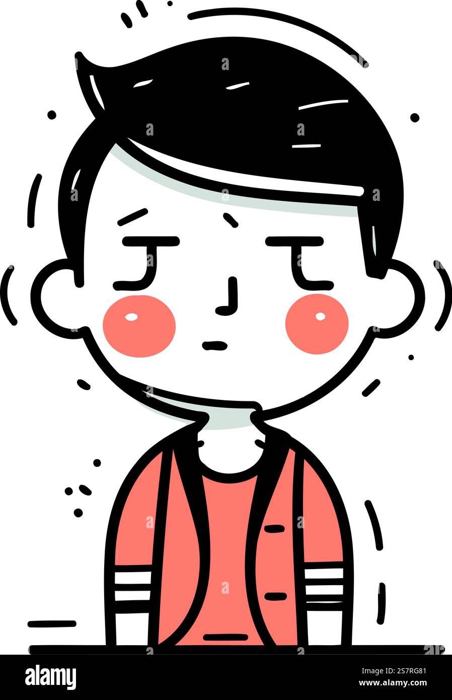 Illustration of a boy feeling sick. vector line art design Stock Vector ...