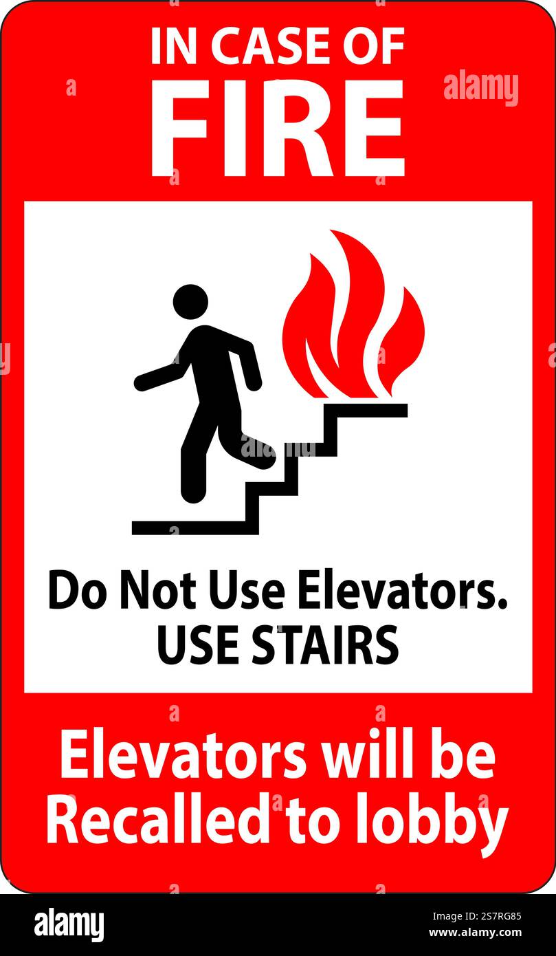 In Case Of Fire Sign Do Not Use Elevators. Use Stairs, Elevators Will ...