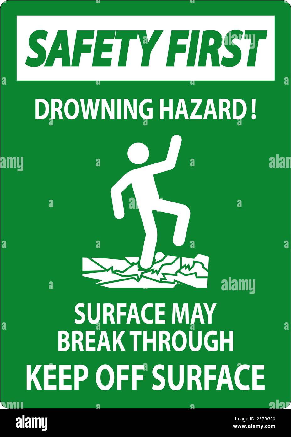Safety First Sign Drowning Hazard - Surface May Break Through, Keep Off ...