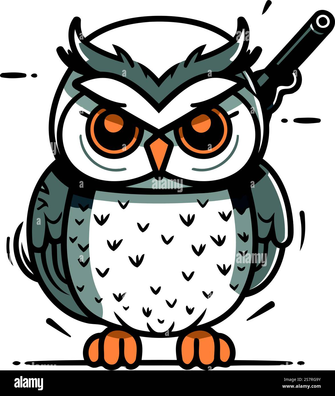 Owl cartoon vector illustration. Cute owl with a gun Stock Vector Image ...