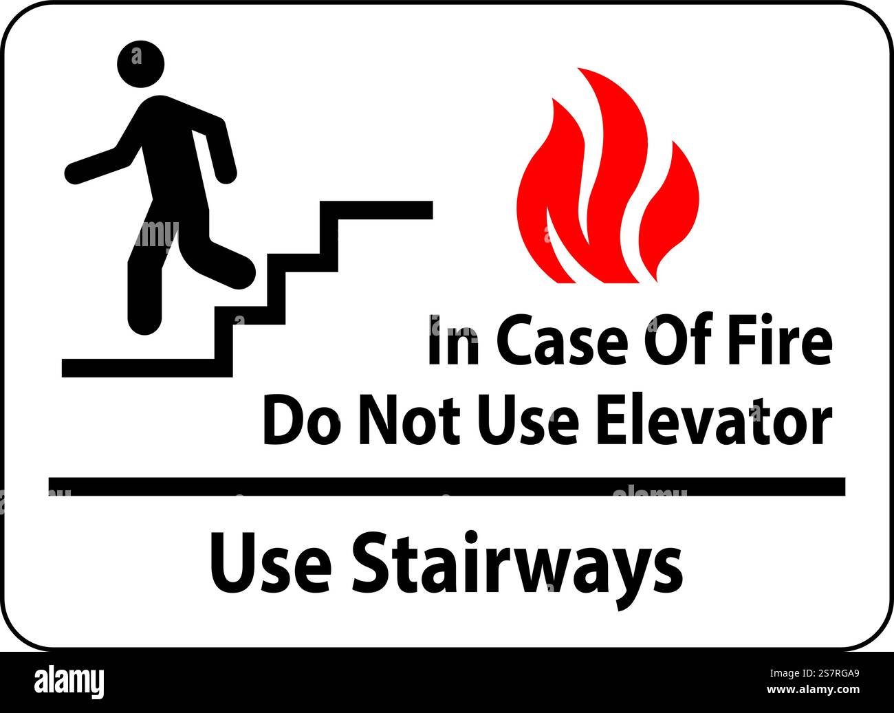 In Case Of Fire Sign Do Not Use Elevators - Use Stairways Stock Vector ...
