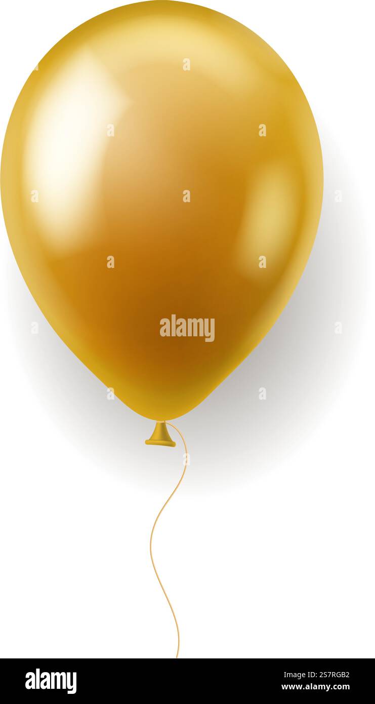 Golden balloon. Realistic luxury 3d decor mockup isolated on white ...