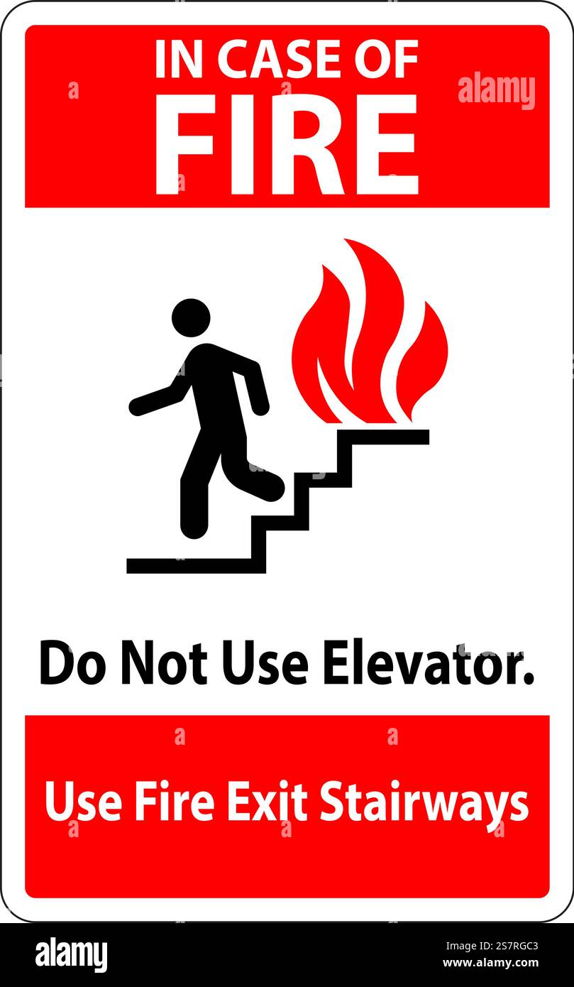 In Case Of Fire Sign Do Not Use Elevators, Use Exit Stairways Stock ...