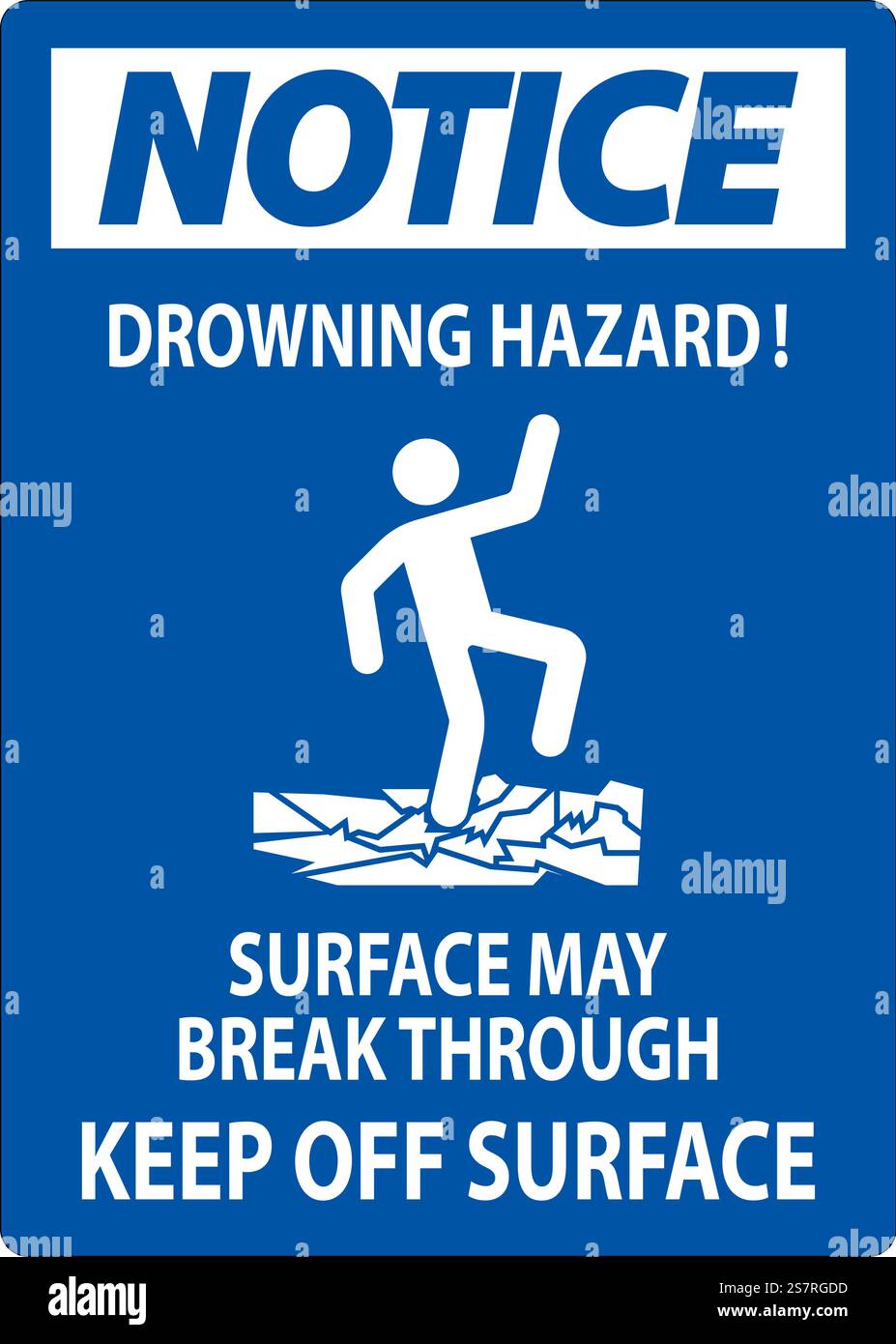 Notice Sign Drowning Hazard - Surface May Break Through, Keep Off ...