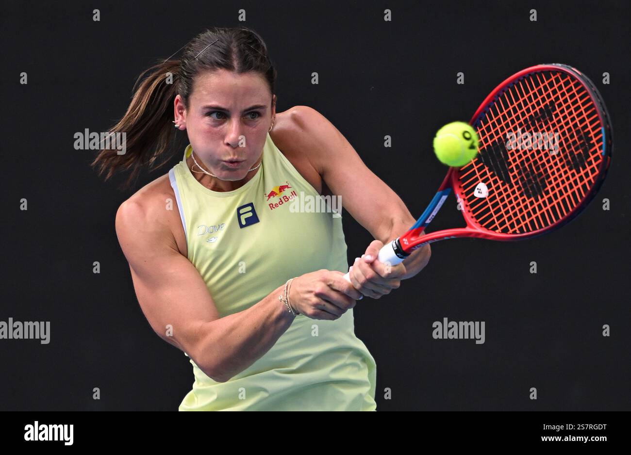 Melbourne, Australia. 20th Jan, 2025. Emma Navarro of USA returns during her round 4 match ...