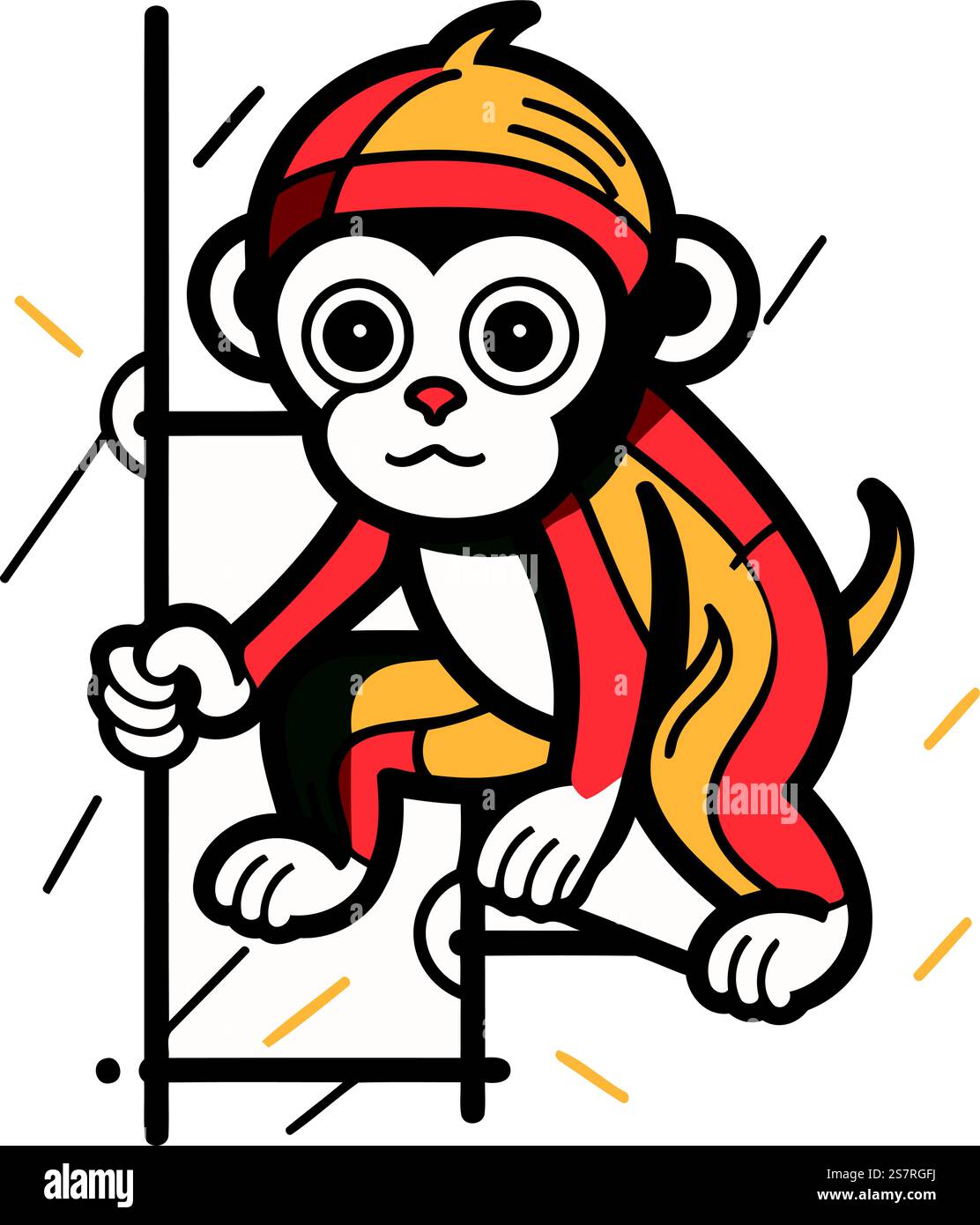 Cute monkey climbing a wall. Vector illustration in cartoon style Stock ...
