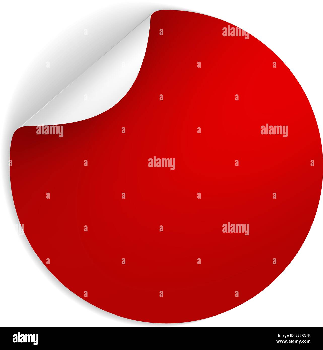 Round sticky label with curled edge. Realistic blank tag isolated on ...