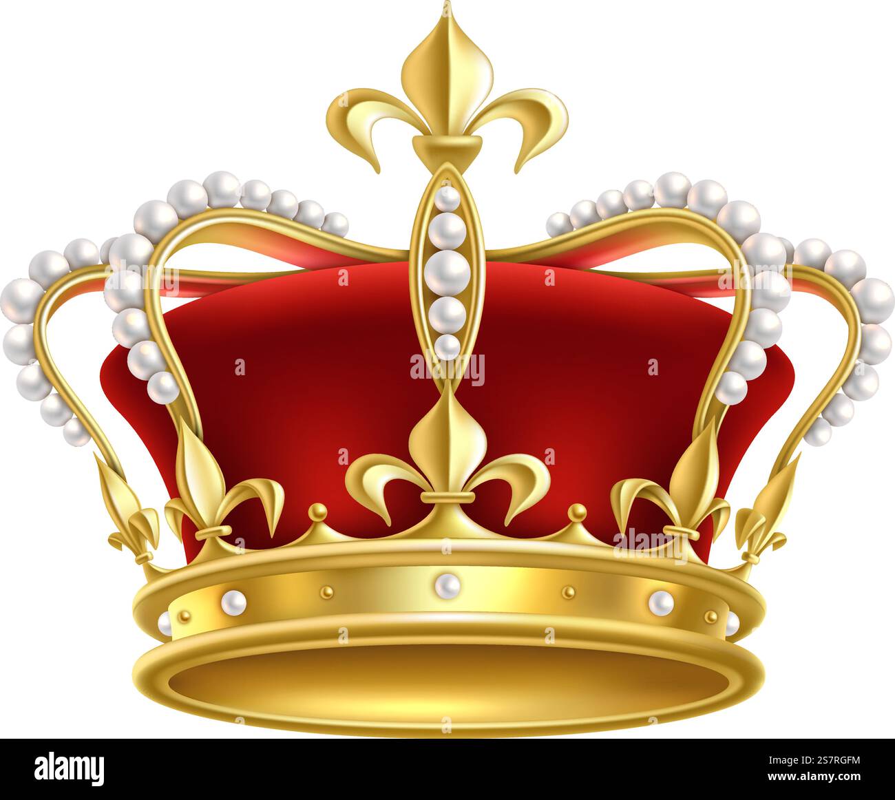 Emperor crown. Realistic golden power symbol mockup isolated on white ...