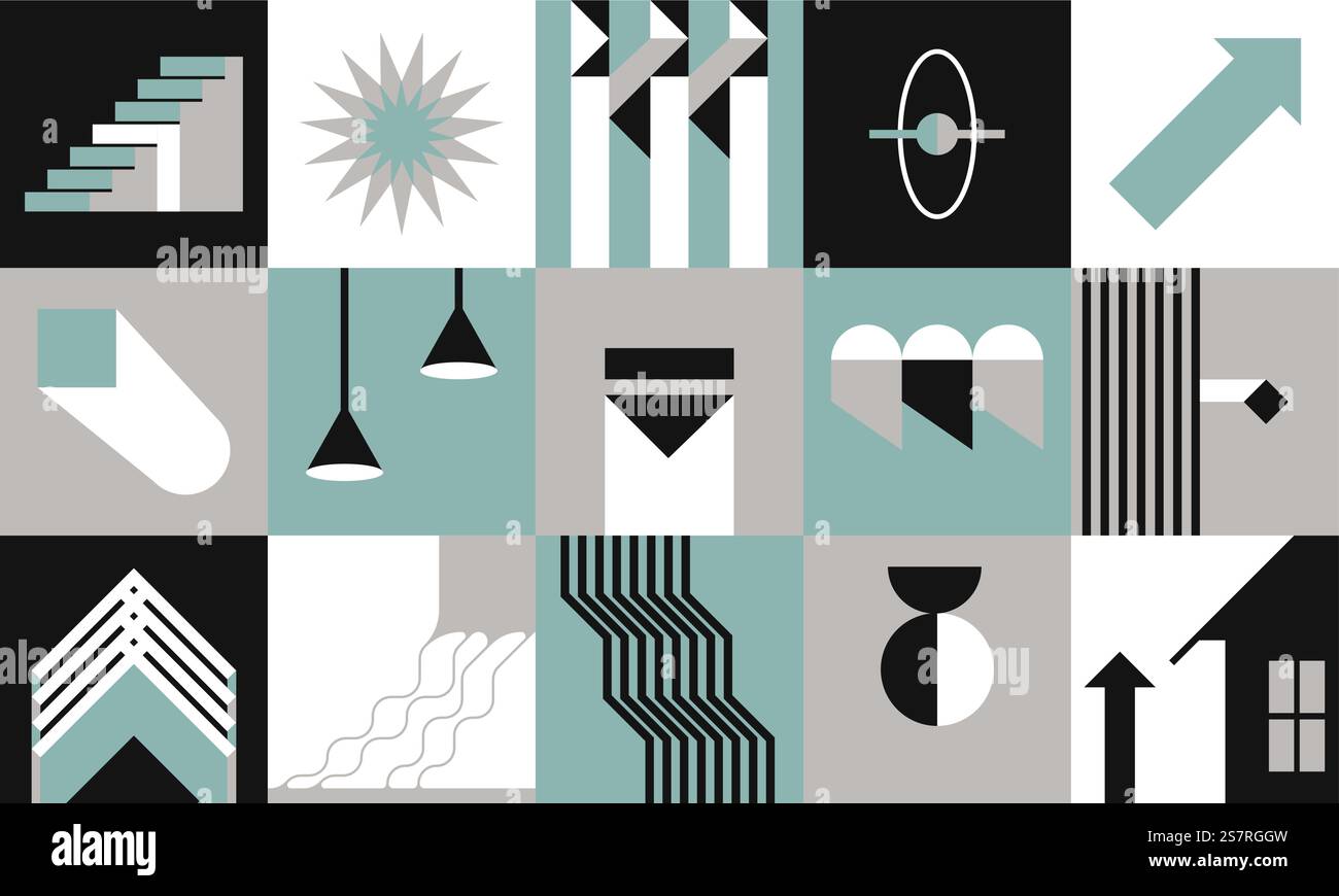 Minimalist mid century modern or bauhaus design, artist print ...