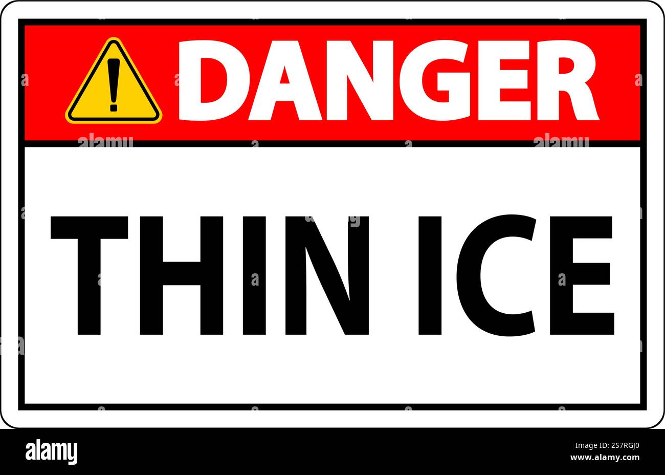 Danger Sign, Warning Thin Ice Sign Stock Vector Image & Art - Alamy