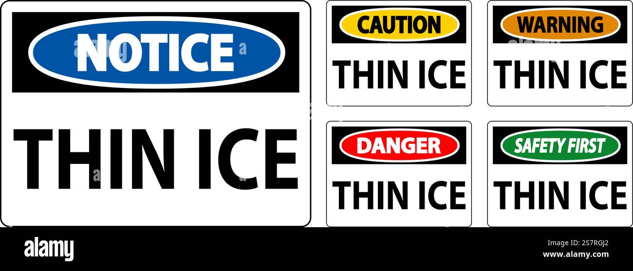 Danger Sign, Warning Thin Ice Sign Stock Vector Image & Art - Alamy