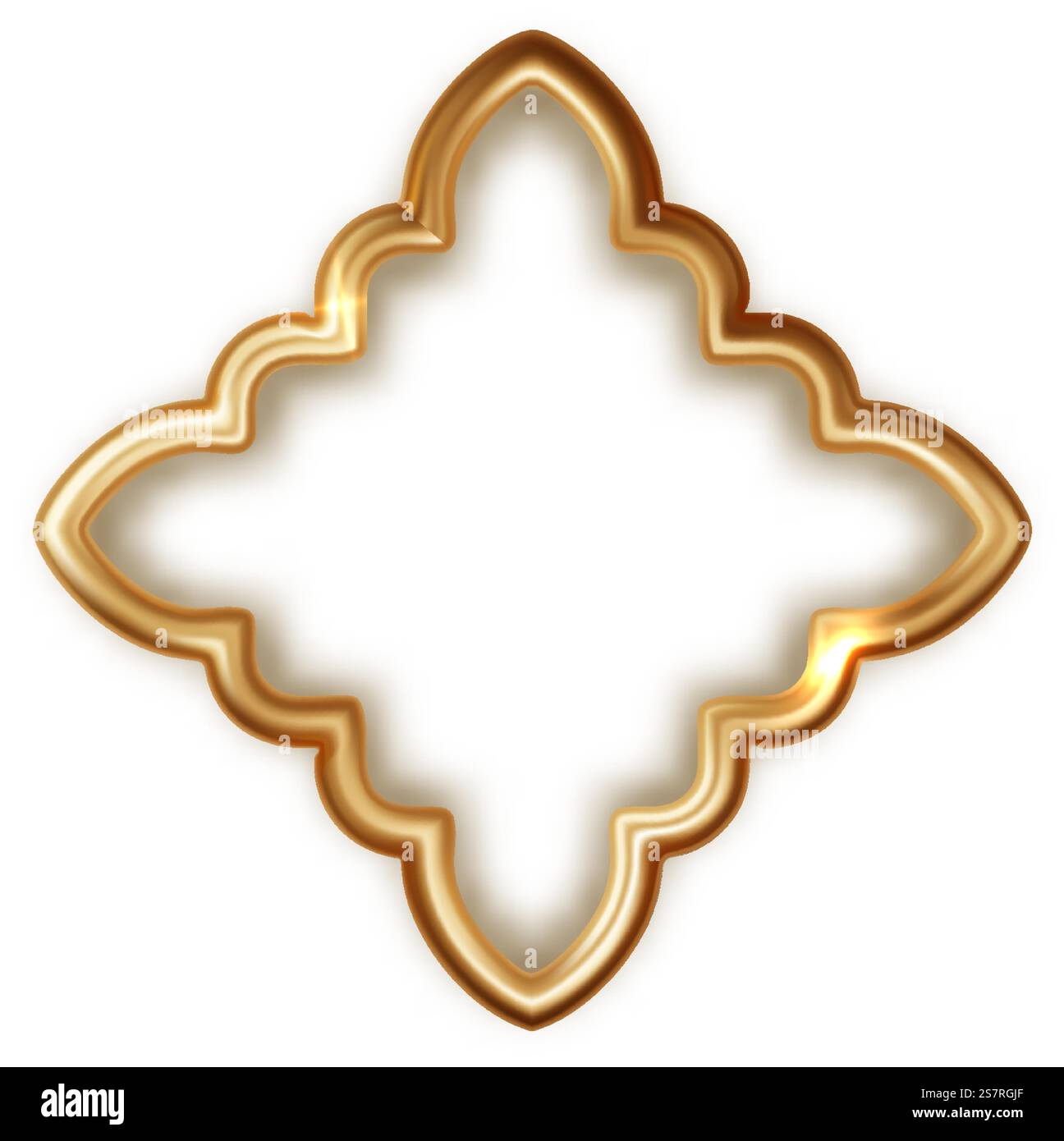 Realistic golden frame in arabic style isolated. Traditional islamic 3d ...