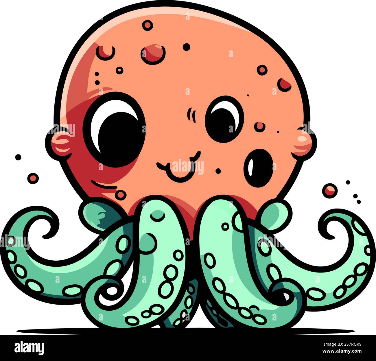 Cute cartoon octopus. Vector illustration isolated on white background ...