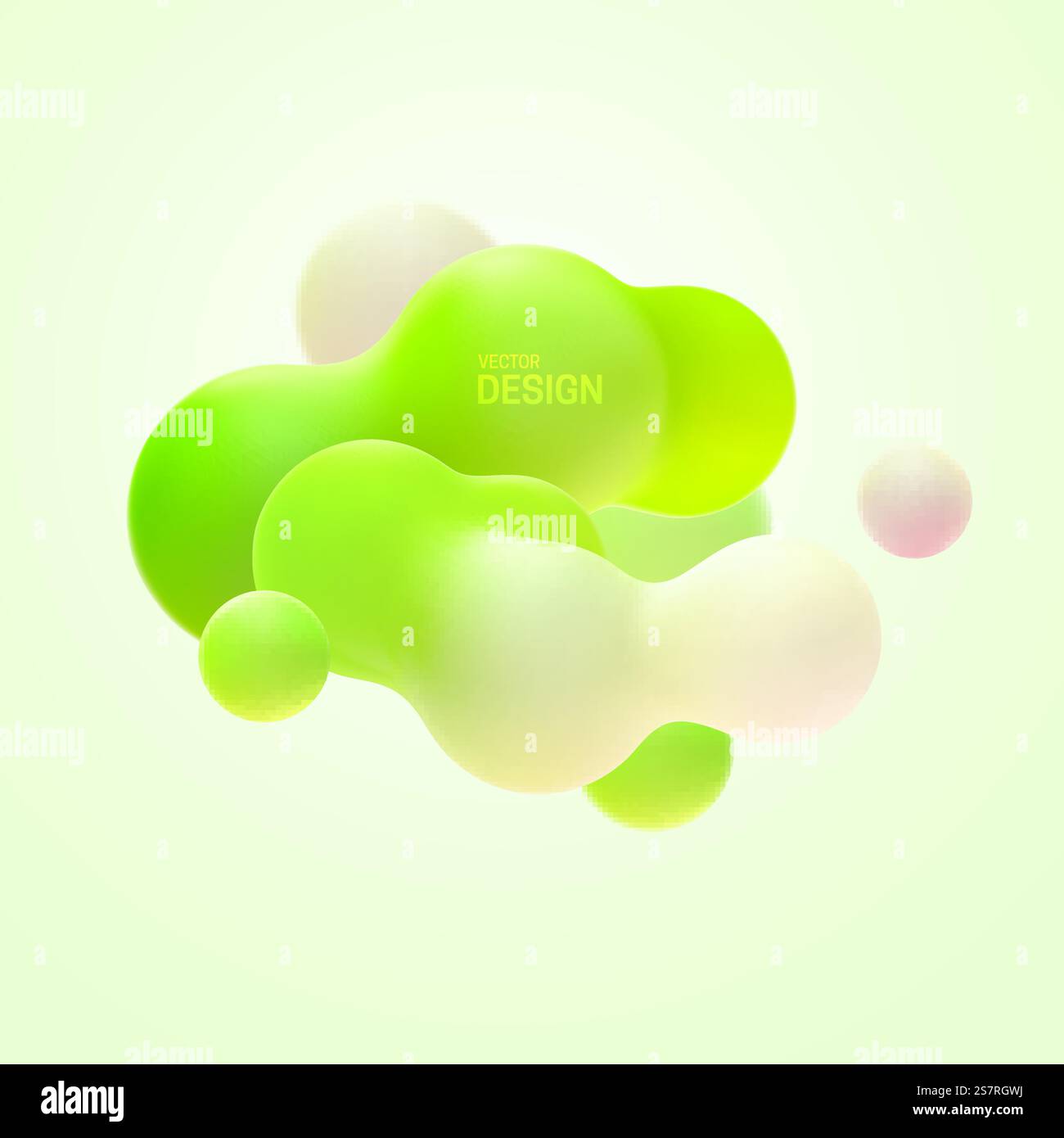 Gradient background with green organic shapes cluster. Morphing colorful blobs. Vector 3d ...