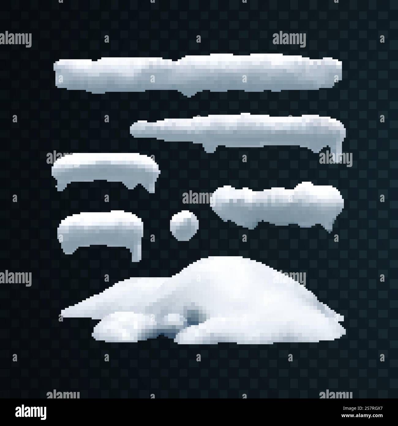 Vector set of snow caps, icicles, snowball and snowdrift isolated on ...