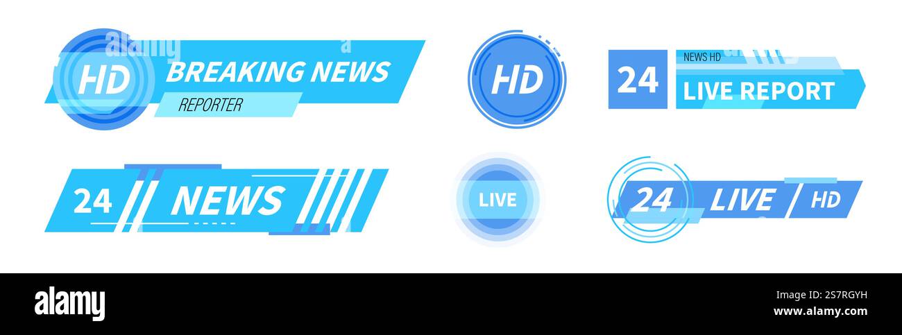 Breaking news banner template. TV news bar collection. TV banners and ...