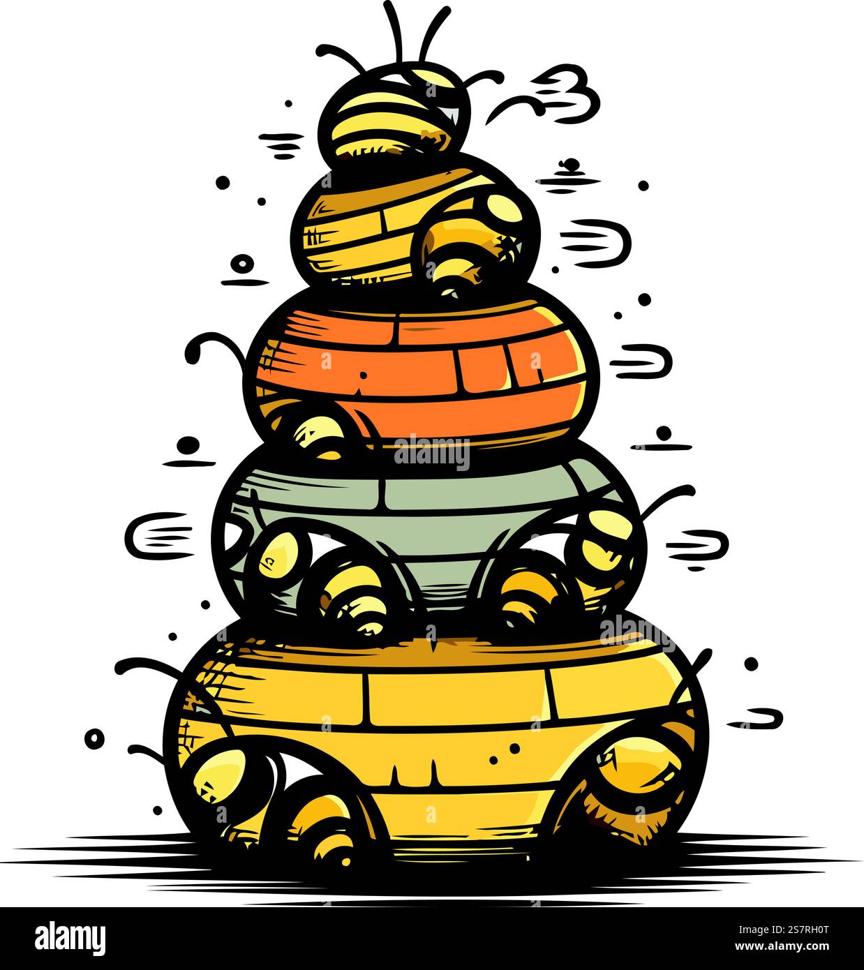 Vector illustration of a bee in the shape of a honeycomb Stock Vector ...