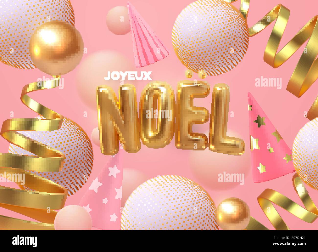 Merry Christmas. Joyeux Noel. Vector holiday illustration. Festive ...