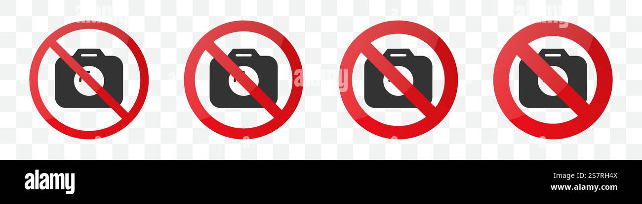 Prohibition sign no photo camera collection. Vector illustration Stock ...